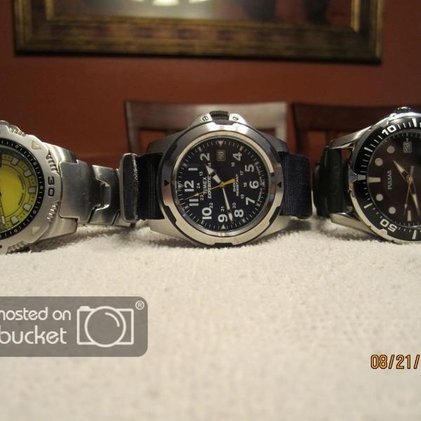 five watches for sale- Timex diver WR200M, Relic wet, Timex rugged ...