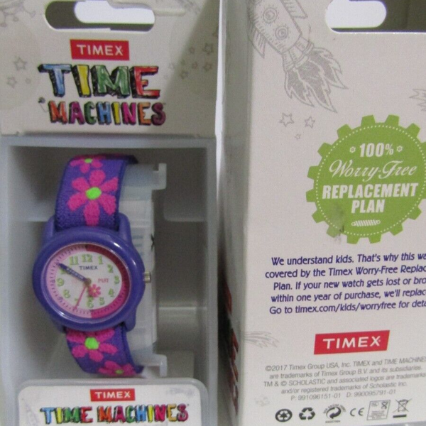 New in pkg TIMEX TIME MACHINES WATCH FOR KIDS PURPLE PINK FLORAL # ...