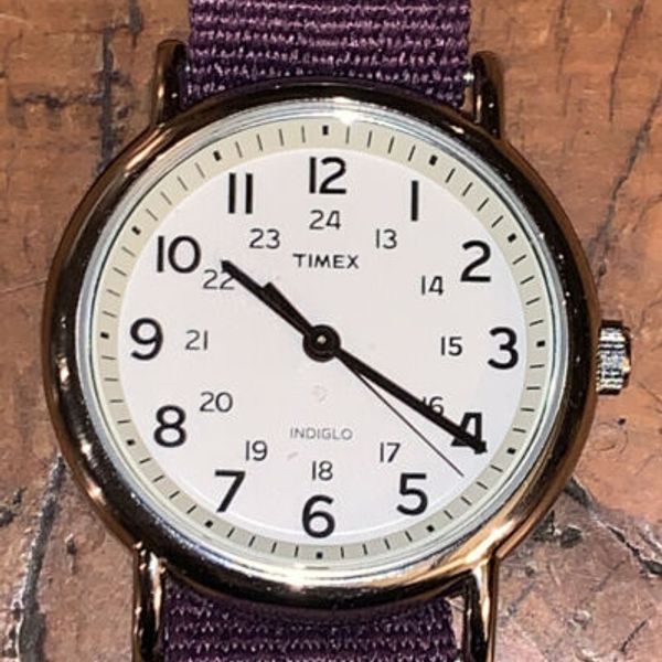 Timex Weekender Indiglo Watch T2N648 24 Hour Purple NATO Band 38mm New ...