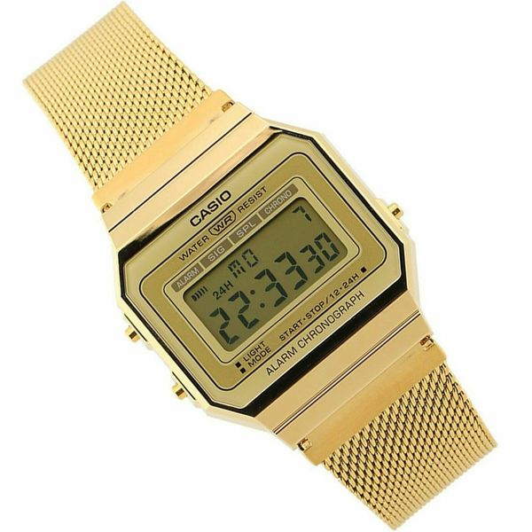 Casio A700WMG-9A Digital Unisex Watch Retro Gold Stainless Steel LED ...