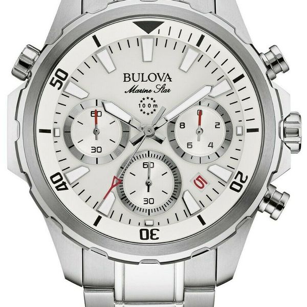 Bulova Men's Marine Star Chronograph Stainless Steel Watch 96B255 ...