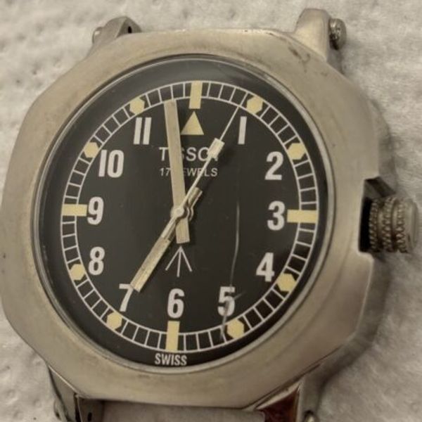 Tissot Swiss T arrow Jumbo Military Mens 17 Jewels manual wind watch ...