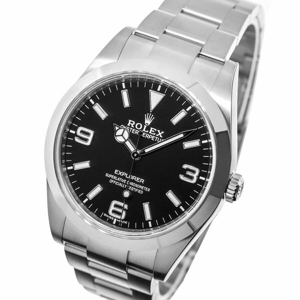 Rolex Explorer I 39mm Stainless Steel Black Dial & Smooth Bezel 214270 ...