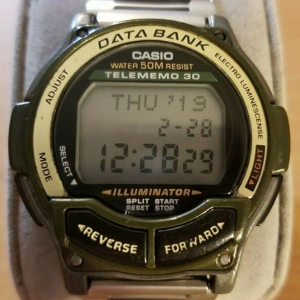 Casio Illuminator DB-34H men digital watch data bank new battery ...