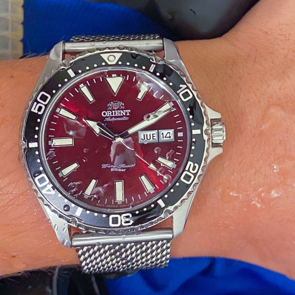 [$320 USD] FS: Orient Kamasu on Strapcode Mesh - Red Dial | WatchCharts ...