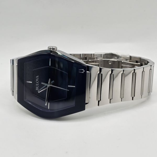 Bulova 96A258 Gemini Blue Dial Tonneau-Shaped Men's Stainless Steel ...