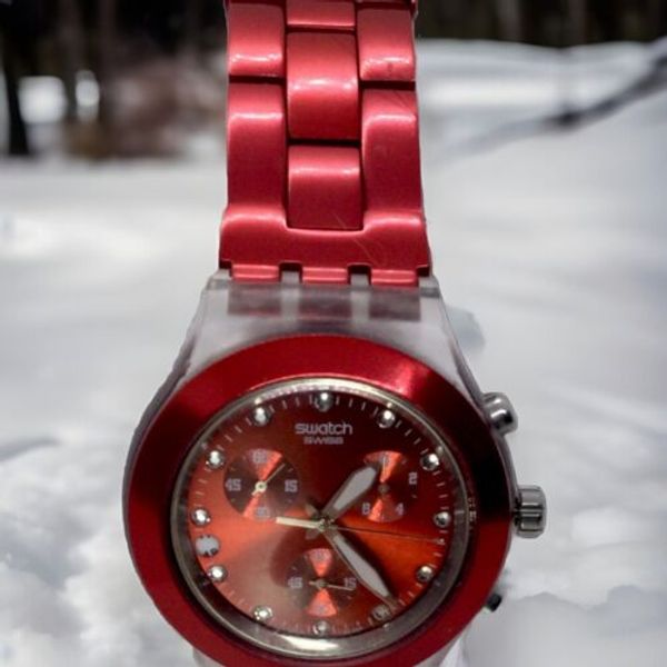 Swatch Watch RED AG 2008 Irony Diaphane Aluminium chronograph. Please ...