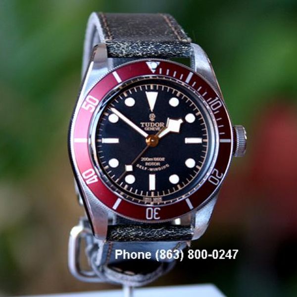 FS Tudor Heritage Black Bay Steel Dive Watch Burgundy Bezel on Strap ...