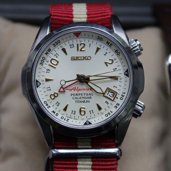 FS: SEIKO ALPINIST SBCJ031 TITANIUM PERPETUAL CALENDAR GMT INTERNAL ...