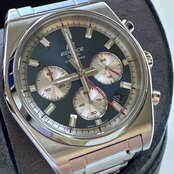 Casio Edifice Analog Chronograph Blue Dial Quartz 100M Men's Watch EFB ...