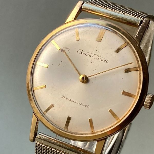 Seiko Crown vintage watch 1961 men's manual mechanical 17 jewels works ...