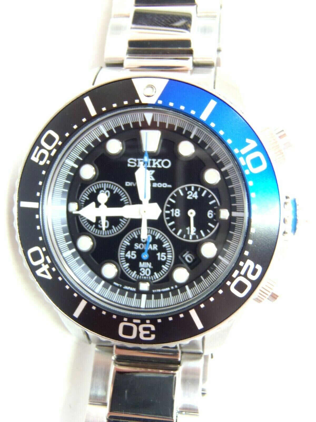 NEW SEIKO PROSPEX AIR DIVER'S 200m SSC017 Solar Chronograph Watch V175 ...