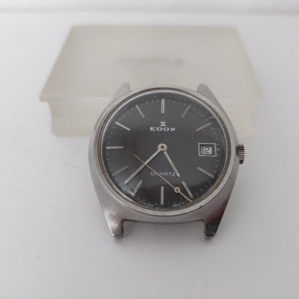 EDOX Quartz Black Dial - Vintage - Not Working - For Parts or Repair ...
