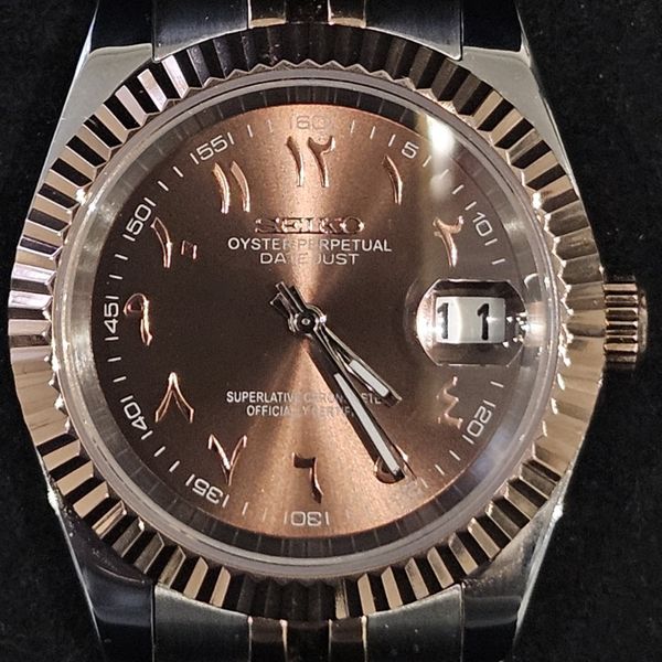 Seiko Mod Arabic Dial Chocolate Brown Two Tone | WatchCharts Marketplace