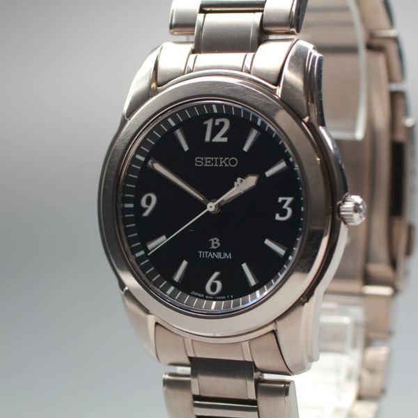 [Exc+5] Seiko Brightz 8J41-0AB0 Titanium Quartz 38mm Black Dial Men's ...