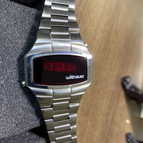 Vintage Wittnauer Polara Stainless Steel LED Menâ s 35mm Watch ...
