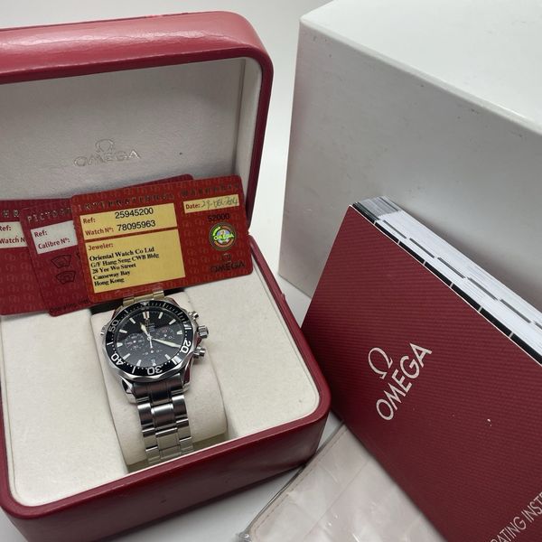 2004 Omega Seamaster Black Dial Chronograph Steel Automatic Watch 2594. ...