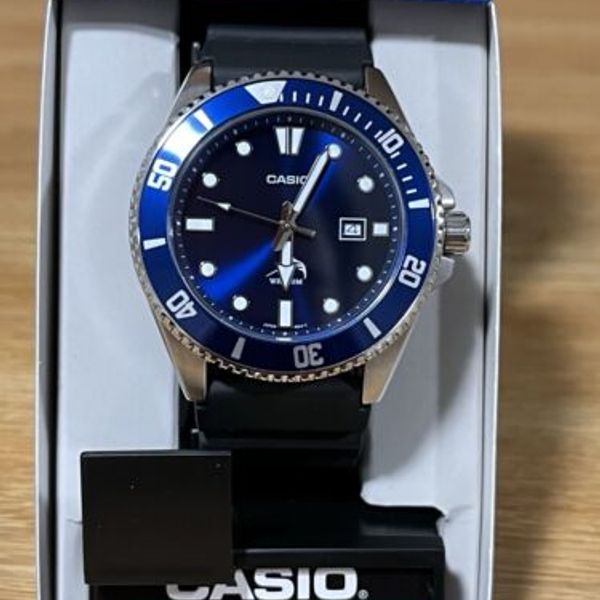 Casio MDV106B-2AV Men's Duro 200M Black Resin Band Blue Dial- NEW ...