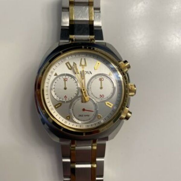 Bulova Curv Chronograph White Dial Two-tone Quartz Men's Watch (Model ...