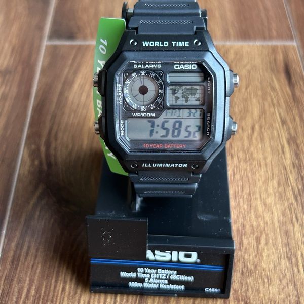 Casio Sport Digital Men's World Time Alarm Watch AE1200WH-1AV ...
