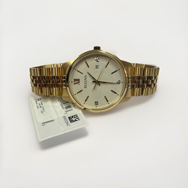 Bulova Classic Quartz Diamonds Gold Tone Stainless Steel Men's 97D125 ...