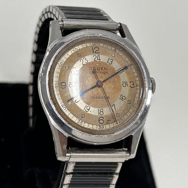 Gruen Veri Thin Wrist Watch, featuring a distinct Pan-Am 24 Hour ...
