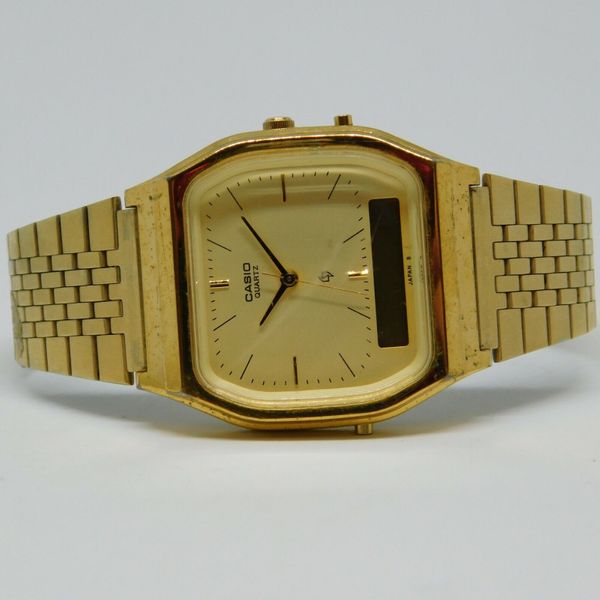 CASIO 309 AG-340G Gold Tone Quartz Analog Digital Men's Watch New ...