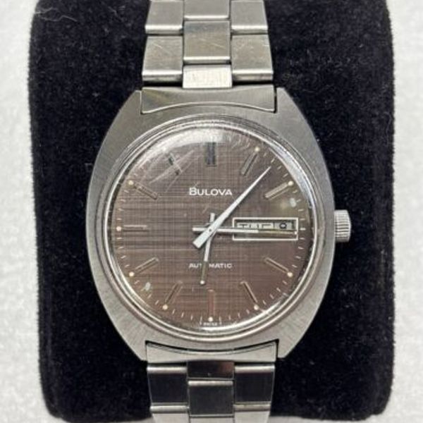 Vintage Bulova N7 Automatic Day Date Brown Linen Dial Mens Watch Ser ...