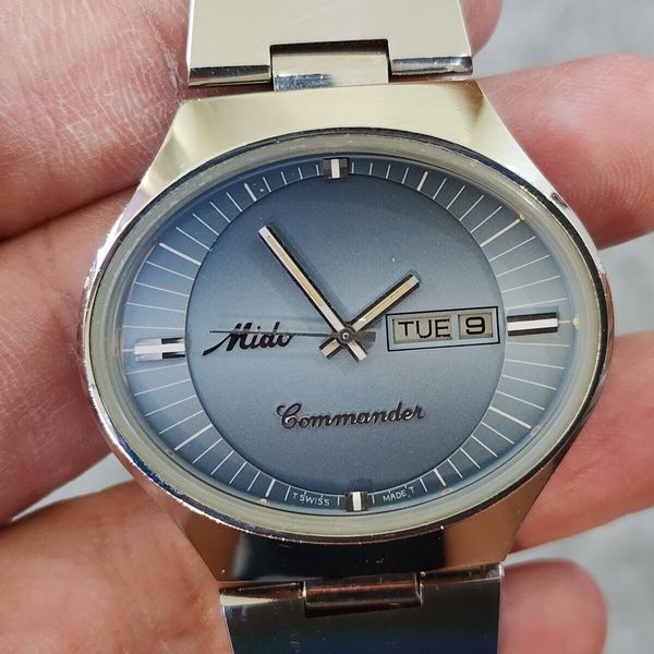 NICE VINTAGE MIDO COMMANDER OVAL CASE AUTOMATIC DAY DATE DRESS GENTS ...