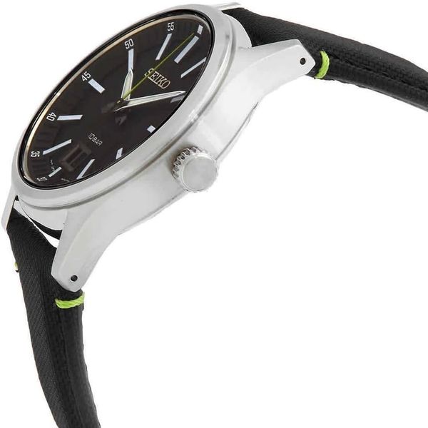 Seiko Mens Watch with Black Dial & Black Leather Strap SUR517P1 ...