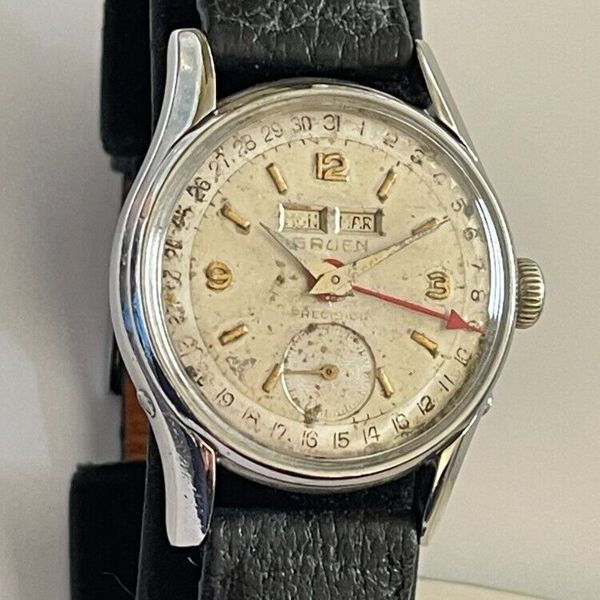 Vintage RARE Gruen Triple Calendar Watch Swiss made Anti Magnetic ...