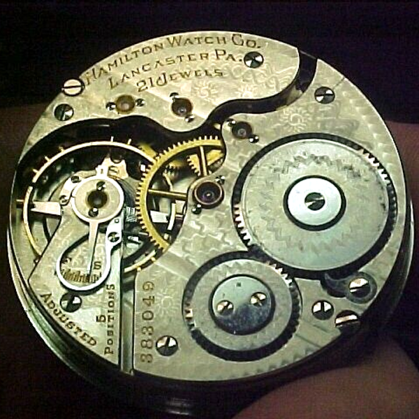 Hamilton 16S 21J 992 First Model Open Face Lever Set Nickel Movement ...