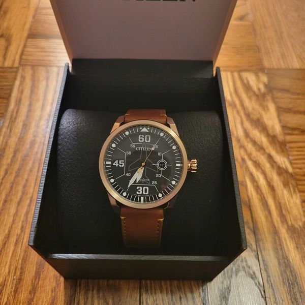 Citizen Eco-Drive Avion Weekender Men's Brown Leather 45MM AW1733-09E ...