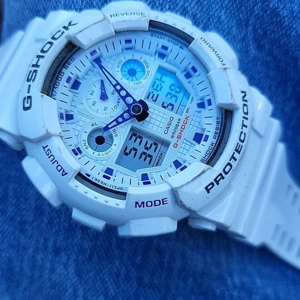 White/Purple Casio G-Shock GA100A Menâ s Watch | WatchCharts Marketplace