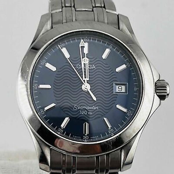 OMEGA Seamaster Quartz 120M The dial color is navy blue. 35.6mm ...