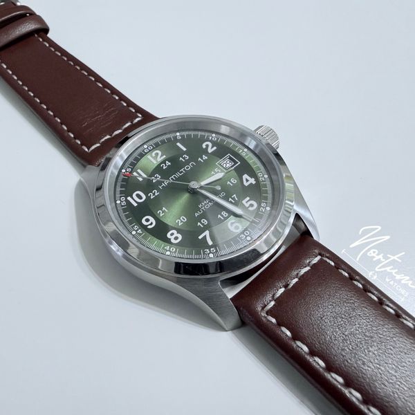 Hamilton Khaki Field Automatic Men's Watch 42mm Green Dial | Brown ...