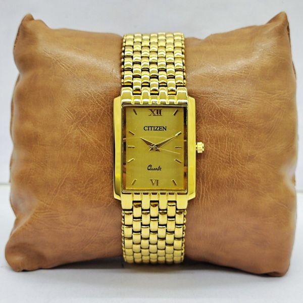 Citizen 24k Gold-Plated Rectangle Gold Dial Stainless Steel Men's ...