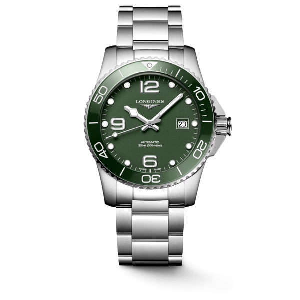 Longines Hydroconquest Automatic Green Dial Stainless Steel Mens Watch ...