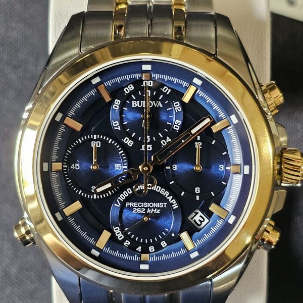 Bulova Menâ s Watch - Precisionist Chronograph Blue Dial Two-Tone ...