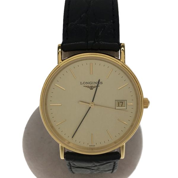 [Used] LONGINES Quartz watch / Analog / Leather / Gold / L4.720.2 ...