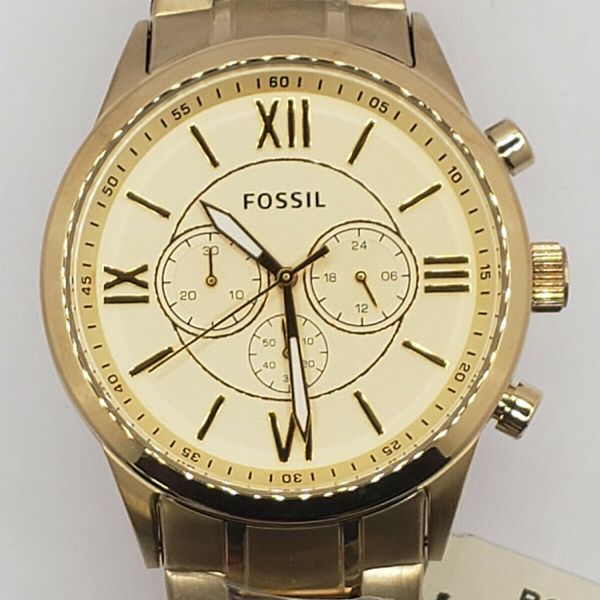NEW AUTHENTIC FOSSIL MEN'S WATCH FLYNN GOLD TONE CHRONOGRAPH BQ1128IE ...