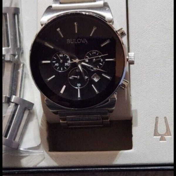 Bulova 96B203 Chronograph Black Dial Stainless Steel Men's Quartz Watch ...