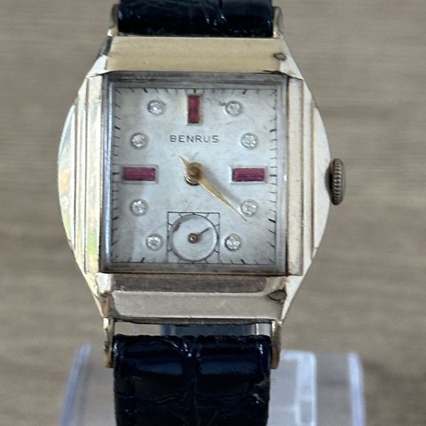 Vintage Benrus 10k RGP Mens Watch w/ Ruby & Diamond Dial - Running ...