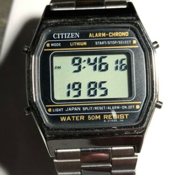 Men's Vintage CITIZEN P110-312759 Digital LCD Quartz Watch JAPAN 1985 ...