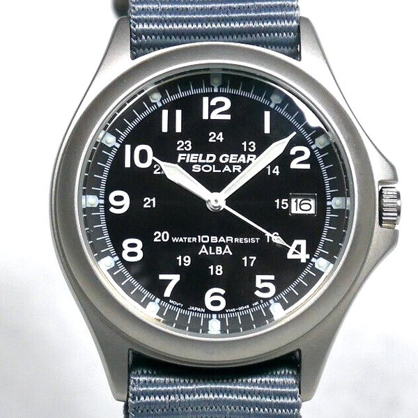SEIKO ALBA FIELD GEAR Military Watch V145-0B30 Black Full Luminous ...