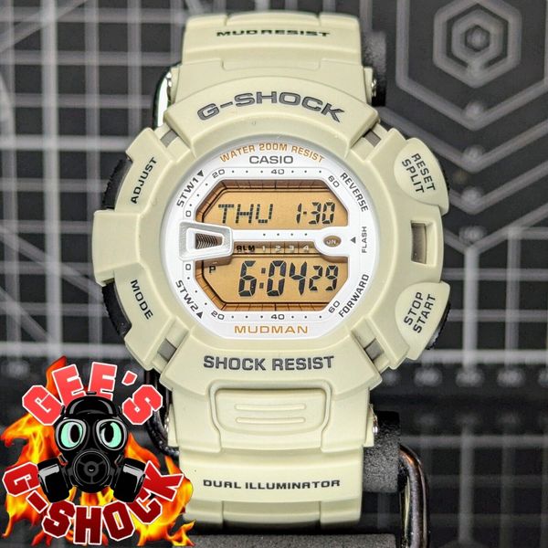 Casio G-Shock G-9000 Rally MUDMAN White / Grey Master Of G Orange G ...