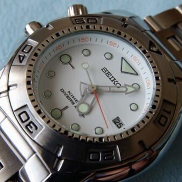 Seiko Kinetic Diver 200 m SKA289P1 Big Boss 5M62 White Dial Rare New ...