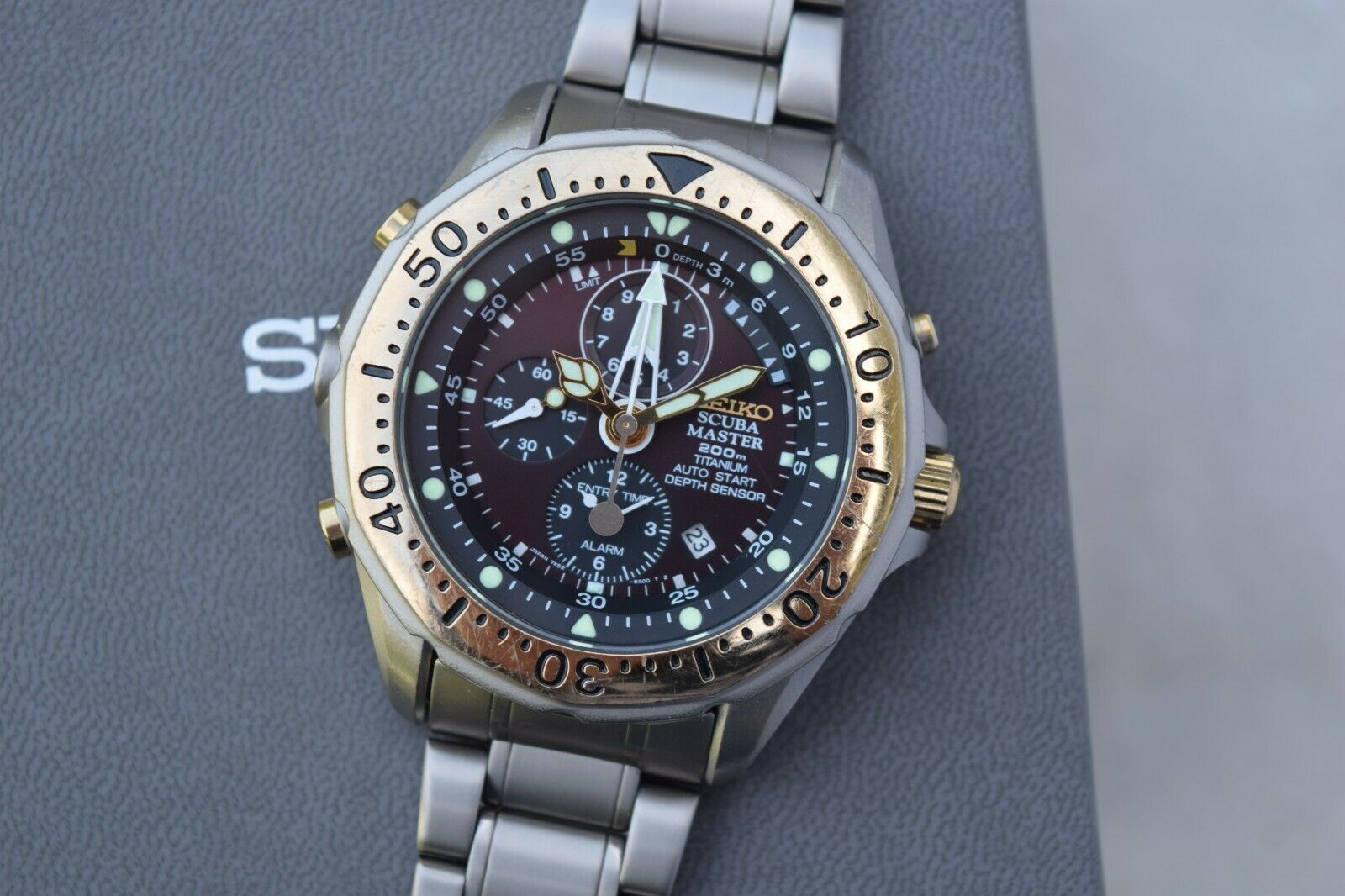 Serviced Seiko 7K52 ScubaMaster Titanium Dive Watch w/ Depth Sensor ...