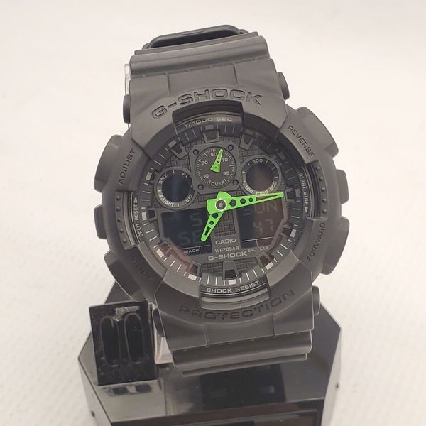 CASIO G-SHOCK GA-100C QUARTZ ANA-DIGI WATCH BLACK & GREEN DIAL NEW BATTERY | WatchCharts Marketplace
