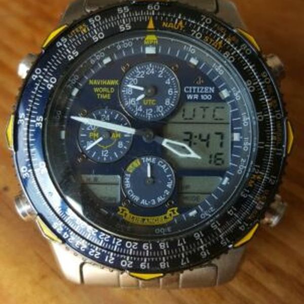 Citizen Blue Angel Navihawk First Edition C300-Q00842 World Time Chrono ...